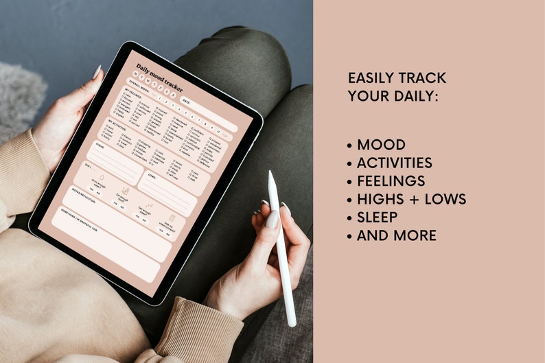 Digital Mood Tracker 8.5x11 & A4 Printable PDF Rose - Etsy Canada