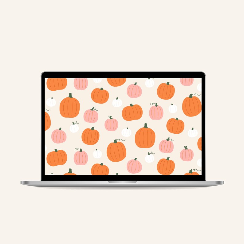 Set of 5 Desktop Wallpapers | Fall Pumpkins Theme | Pink Orange Small ...