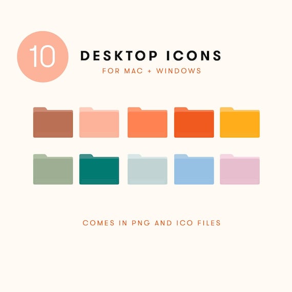 Desktop Icon Set 10 Retro Folder Icons for Mac Windows - Etsy