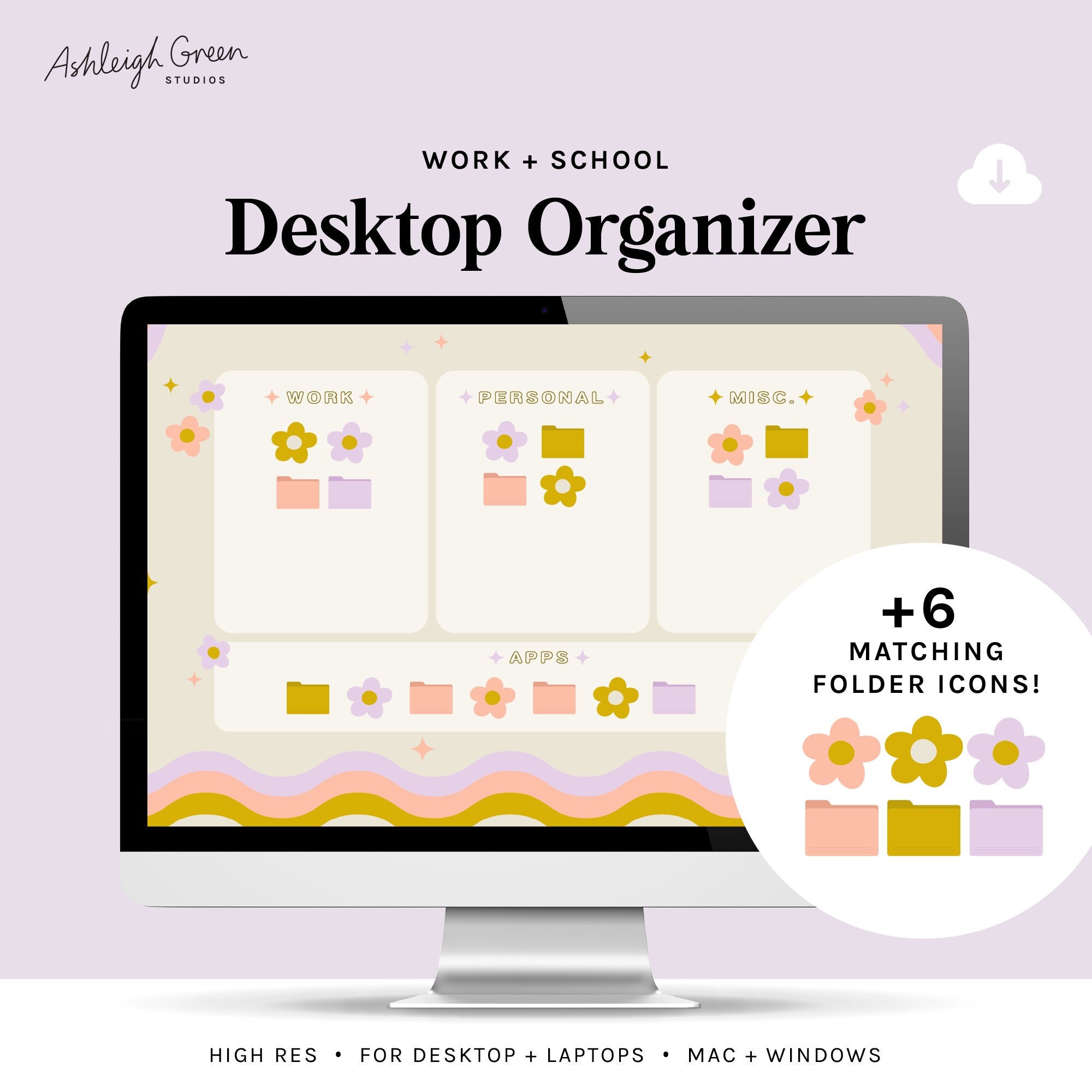 Groovy Desktop Wallpaper Organizer Matching Folder Icons - Etsy