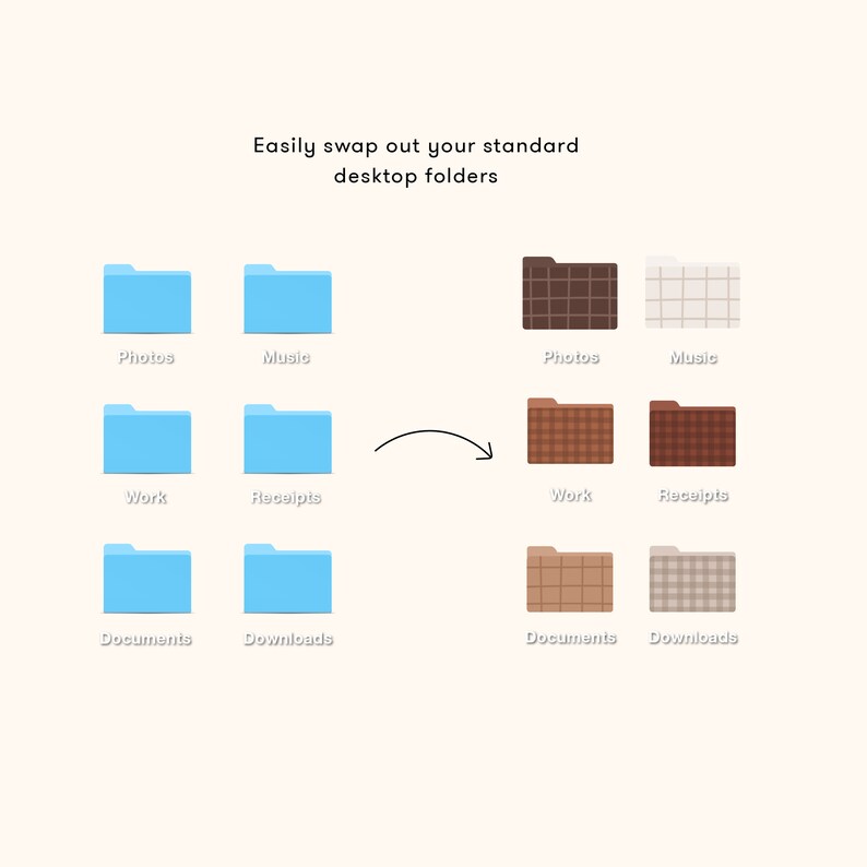 Desktop Icon Set 10 Neutral Folder Icons for Mac Windows - Etsy