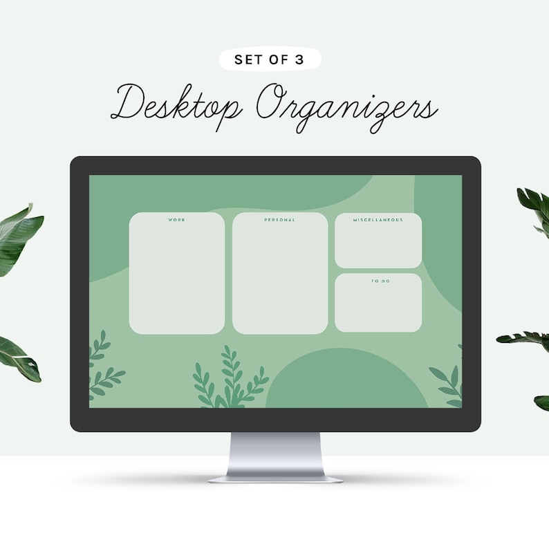 3 Desktop Wallpaper Organizers Green Plants theme small | Etsy