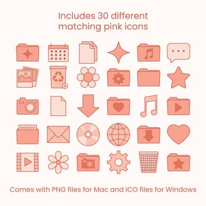 Pink Folder Icons 30 Desktop Icons for Mac Windows Peach - Etsy