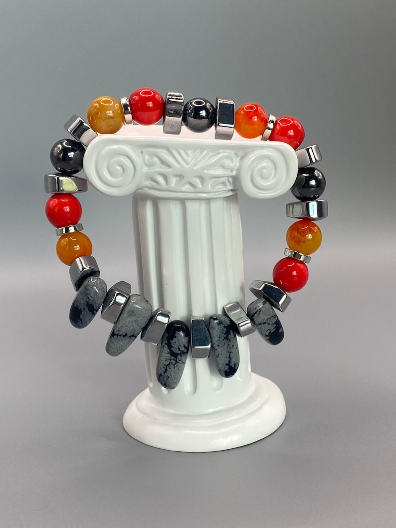 Red And Orange Men’s Elastic Bracelet “Reserved” - Etsy Portugal