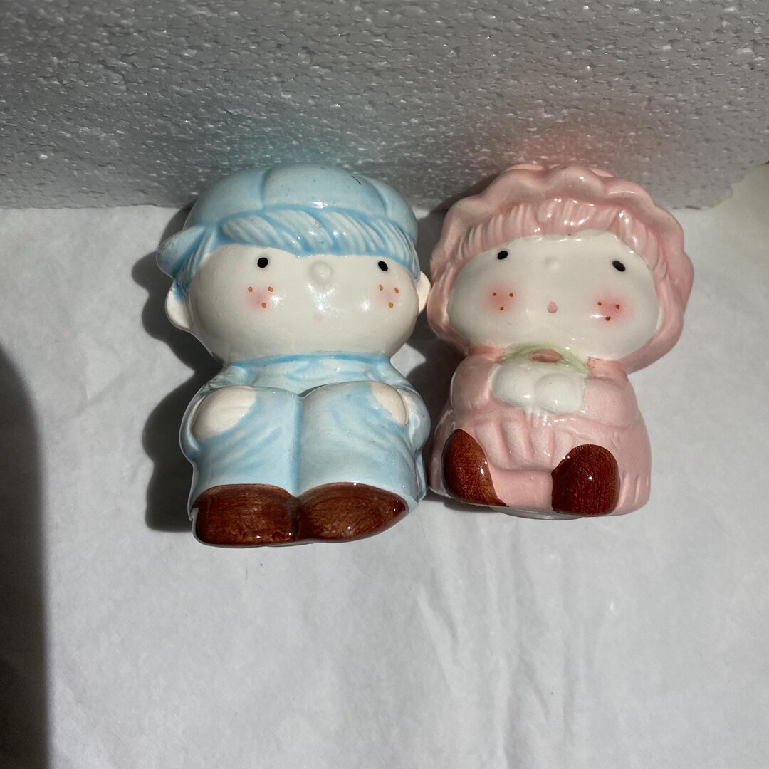 Vintage Ceramic Girl and Boy Salt and Pepper Shakers - Etsy