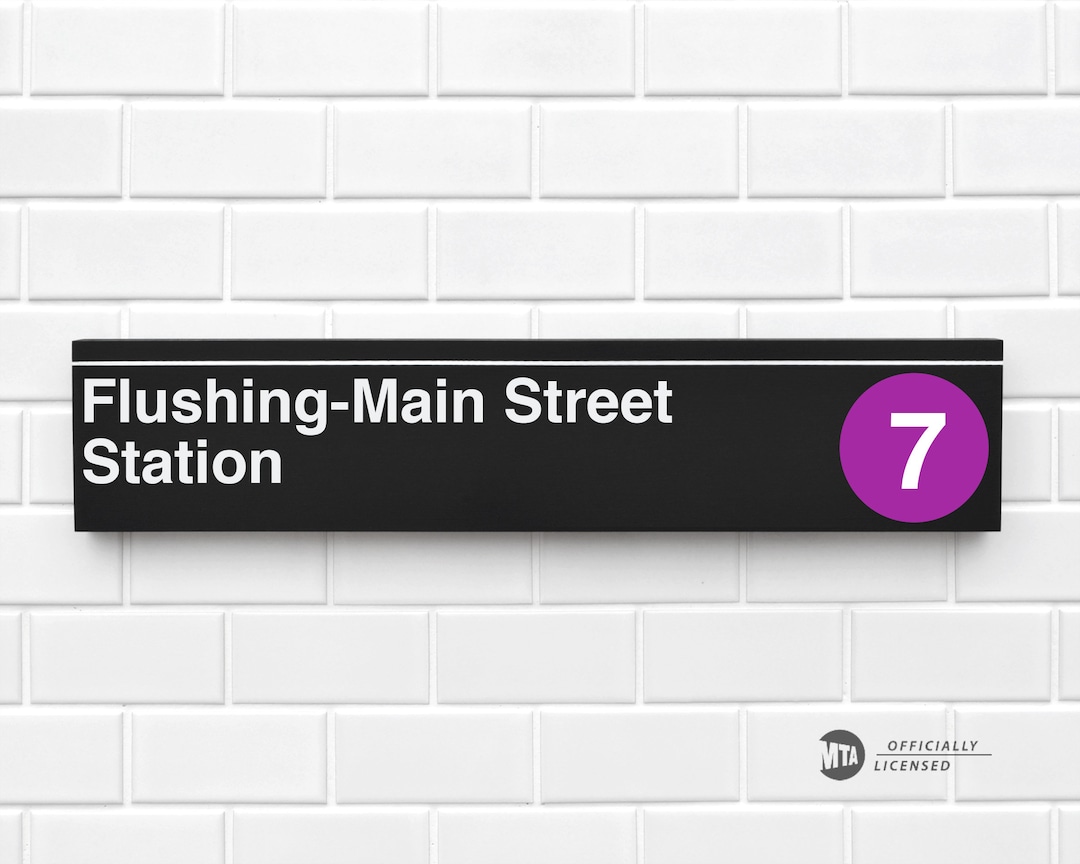Flushing- Main Street Station - New York City Subway Sign - Wood Sign ...