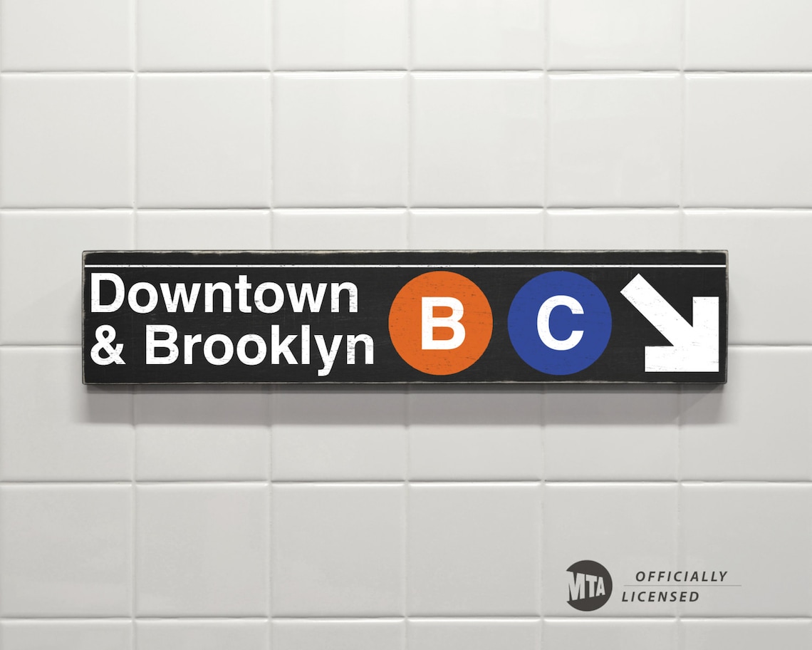 Downtown & Brooklyn B-C New York City Subway Sign Wood - Etsy