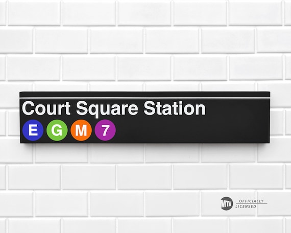 Court Square Station New York City Subway Sign Wood Sign | Etsy