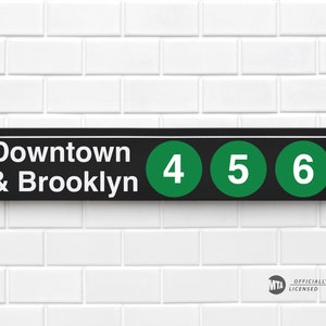 Downtown & Brooklyn 4-5-6 - New York City Subway Sign - Wood Sign - Etsy