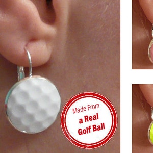 Real Golf Ball Earrings - Handmade Earrings From a White, Pink, or ...