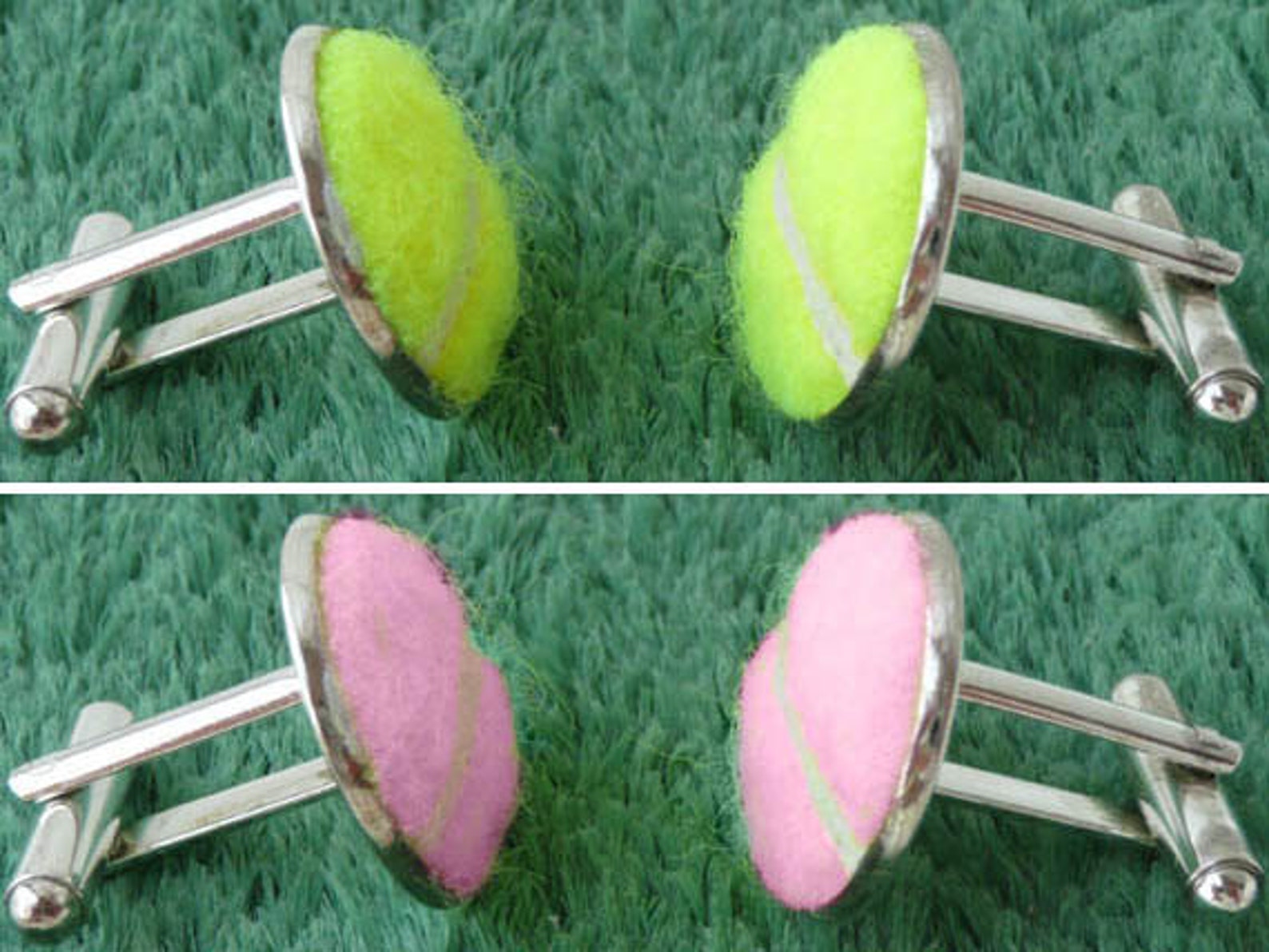 Real Tennis Ball Cufflinks - Yellow or Pink Handmade Cuff Links - Etsy