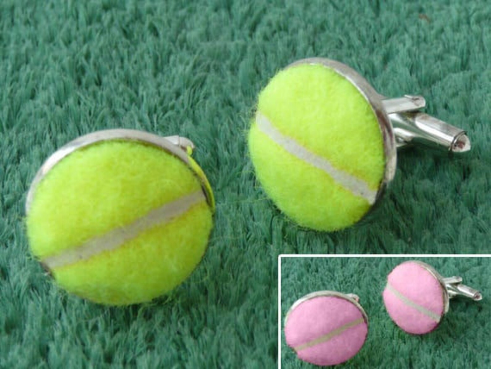 Real Tennis Ball Cufflinks - Yellow or Pink Handmade Cuff Links - Etsy