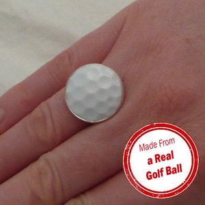 Real Golf Ball Ring Handmade Ring From a White, Pink, or Yellow Golf ...