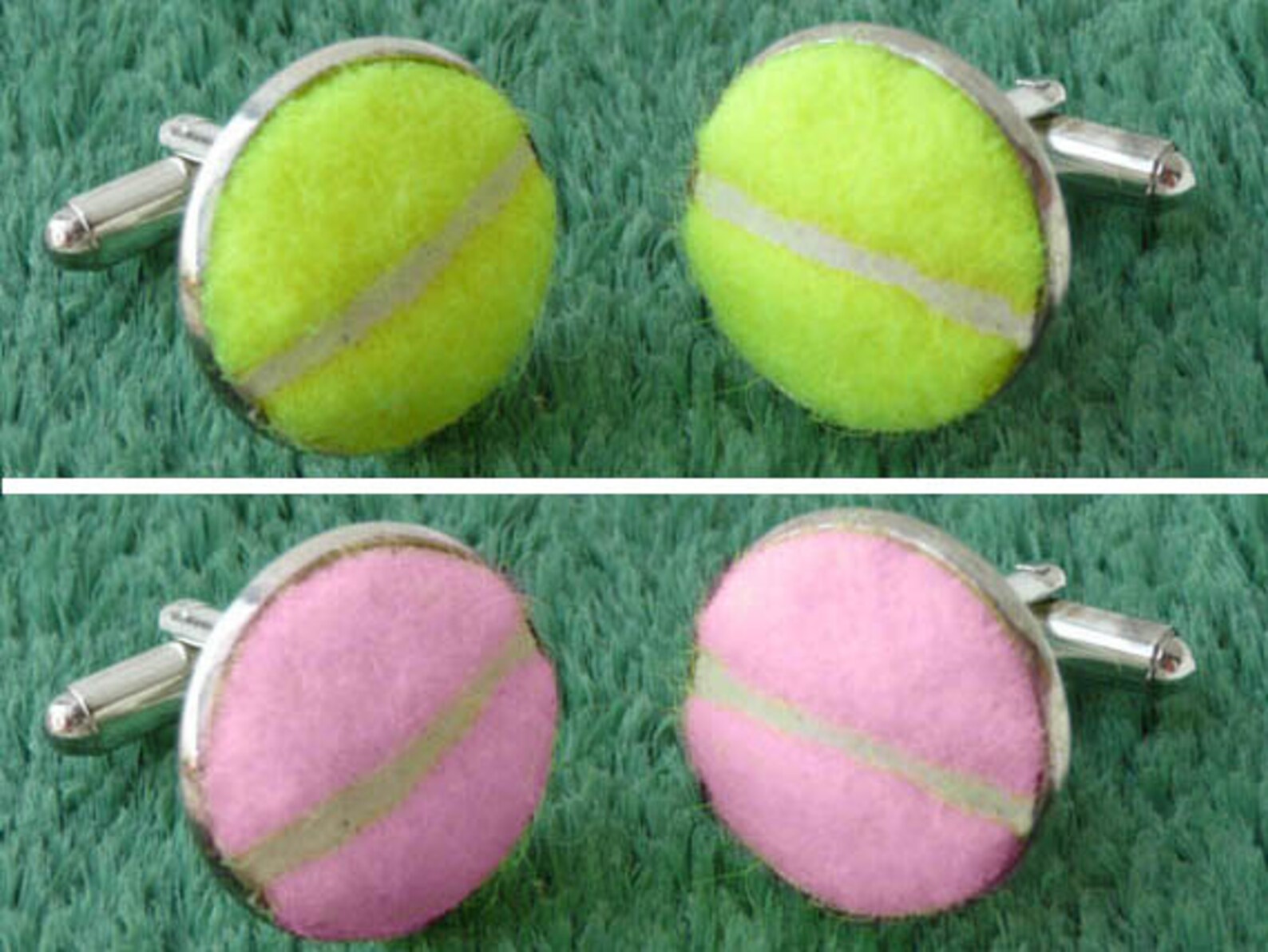 Real Tennis Ball Cufflinks - Yellow or Pink Handmade Cuff Links - Etsy