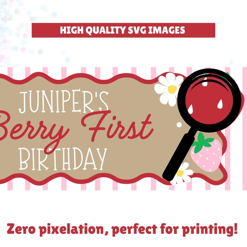 Berry First Birthday Customizable Banner Template | Digital Download - Etsy
