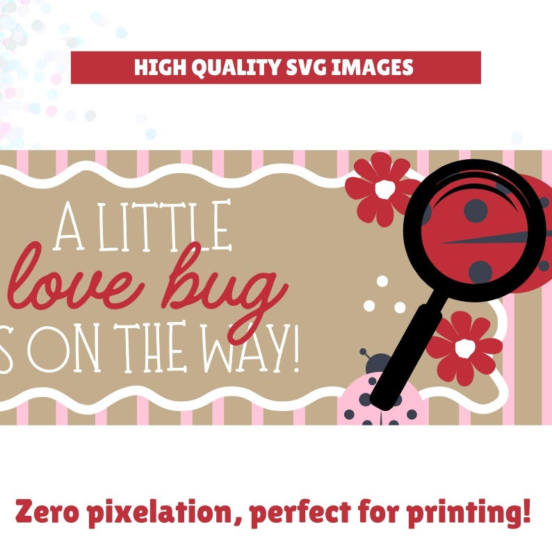 Love Bug Baby Shower Canva Banner Template | Printable | Traceable ...