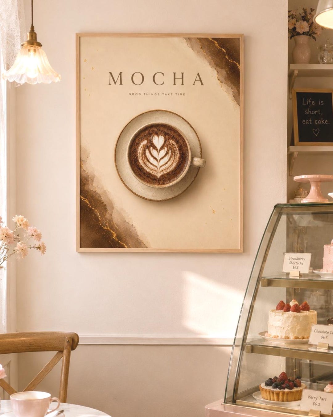 Mocha Coffee Wall Art Print | Neutral Beige Kitchen Decor | Modern Cafe ...