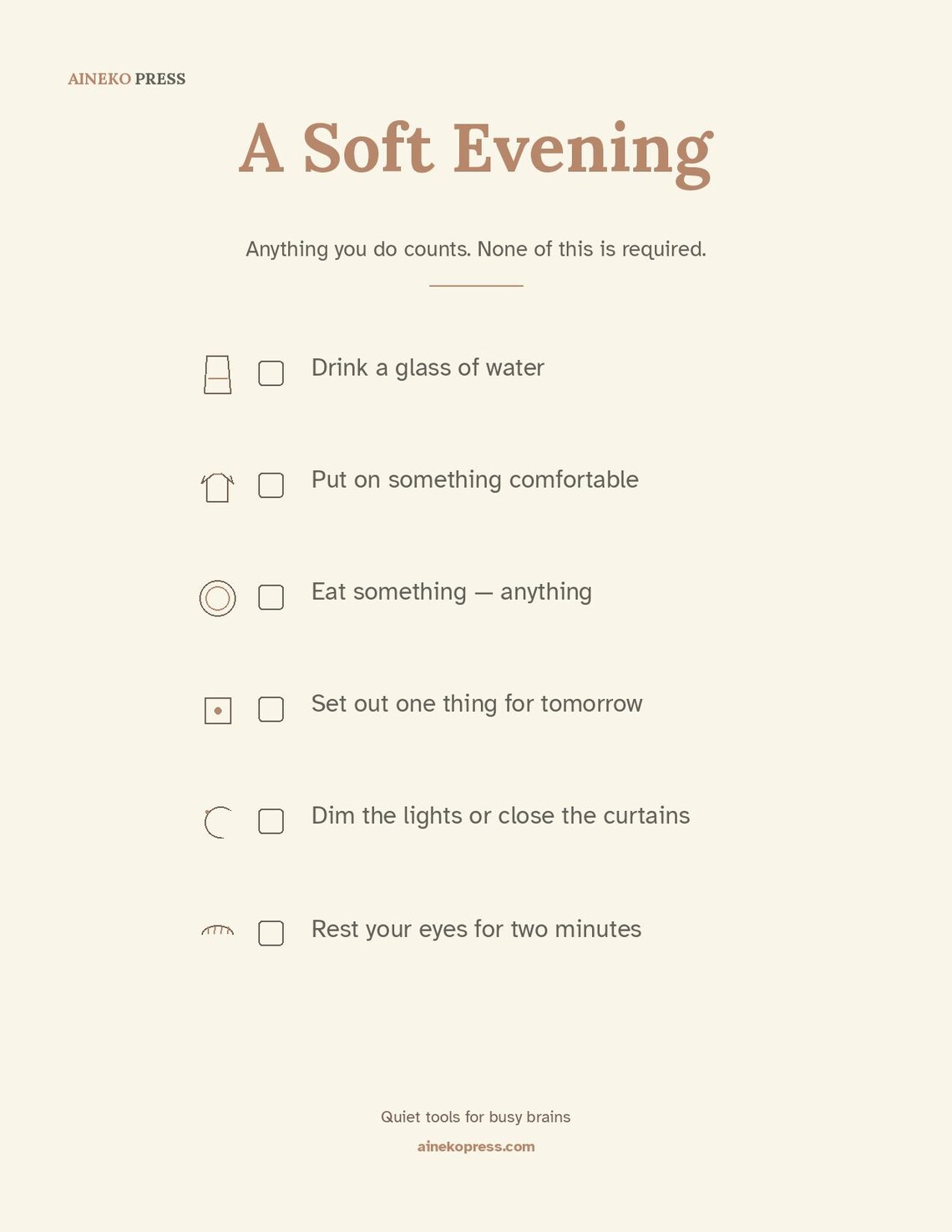 A Soft Evening Checklist Printable | ADHD Wind-down Routine ...