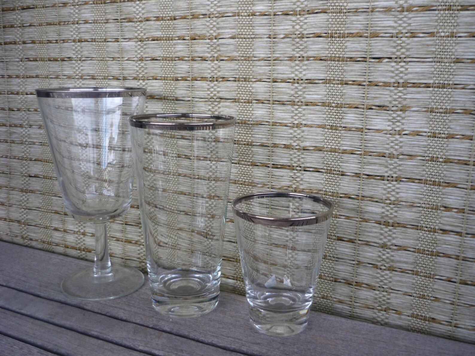 Vintage Mid Century Modern Silver Rim Glass Set Retro - Etsy