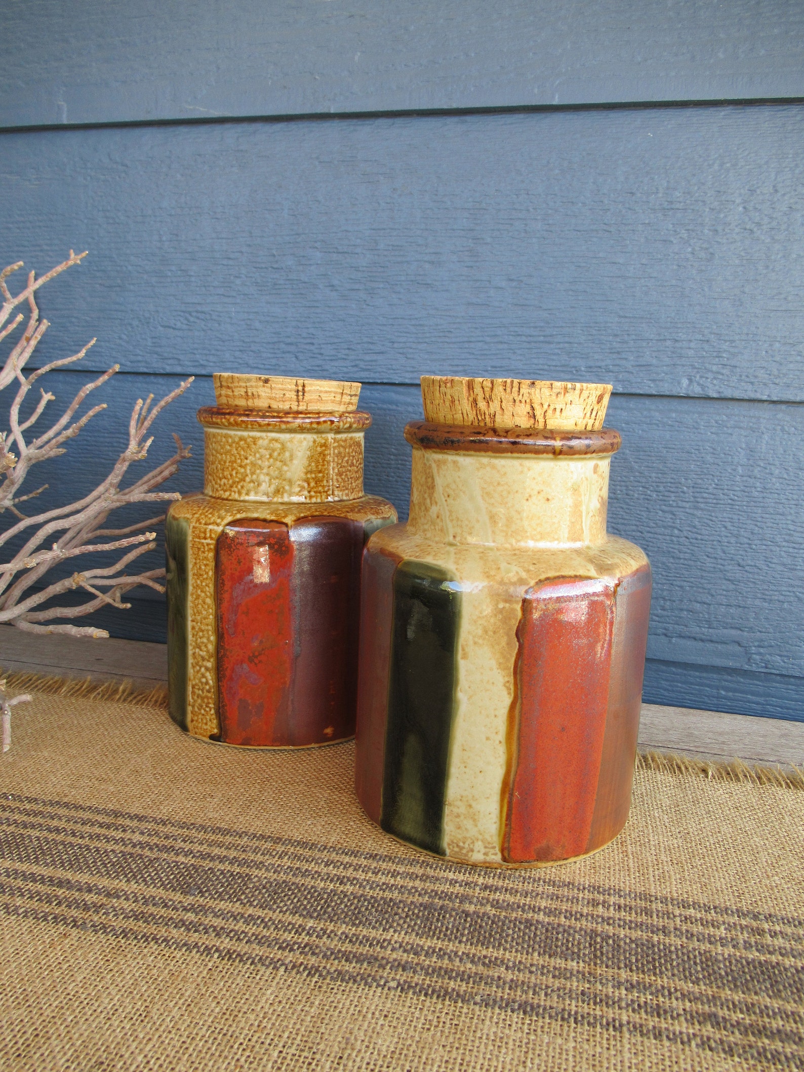 Vintage Pottery Canister Set Retro Ceramic Containers - Etsy