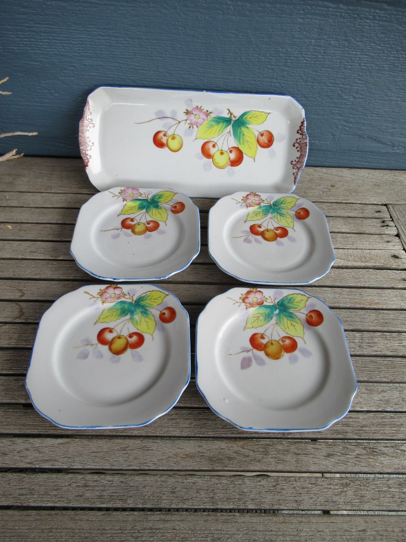 Vintage Cherry Blossom Design Ceramic Platter and Plates | Etsy