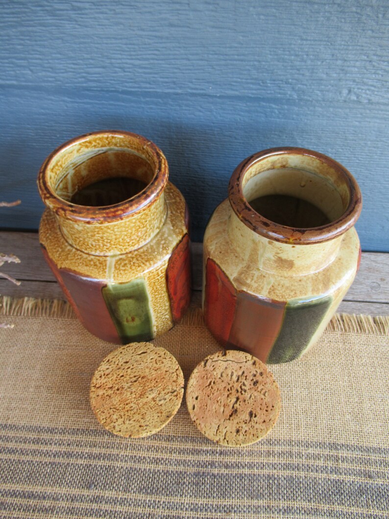 Vintage Pottery Canister Set Retro Ceramic Containers - Etsy