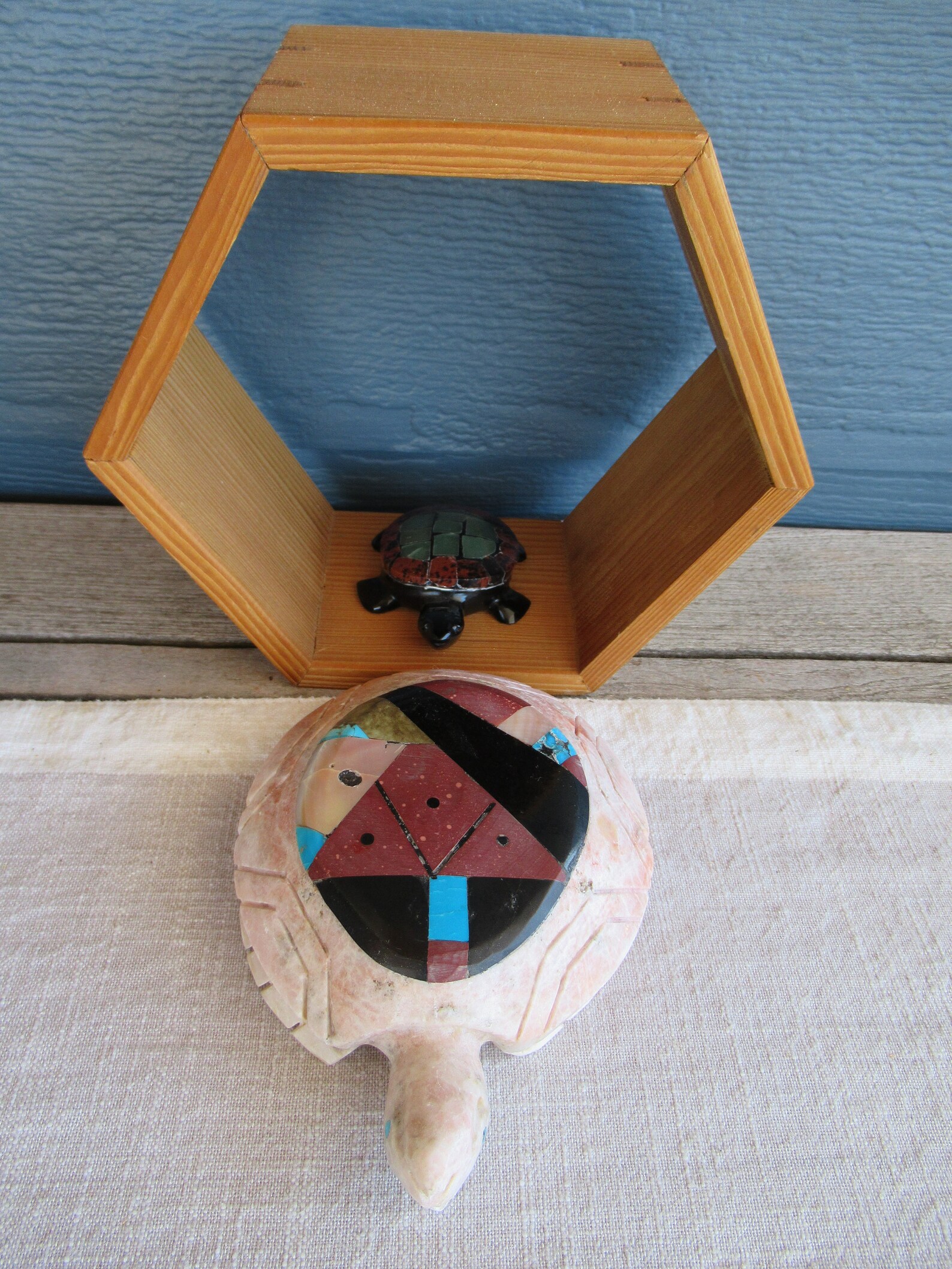 Pair of Vintage Semi-precious Stone Inlay Turtle Figurines | Etsy