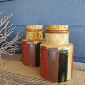 Vintage Pottery Canister Set, Retro Ceramic Containers, Kitchen Storage ...