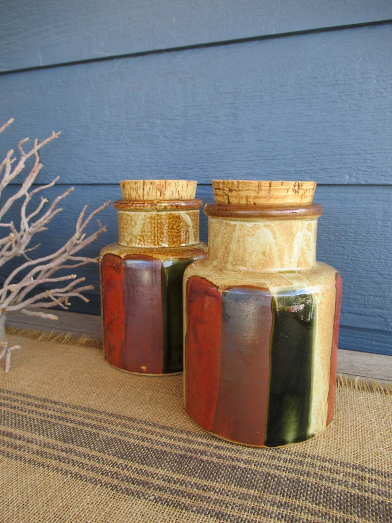 Vintage Pottery Canister Set Retro Ceramic Containers - Etsy
