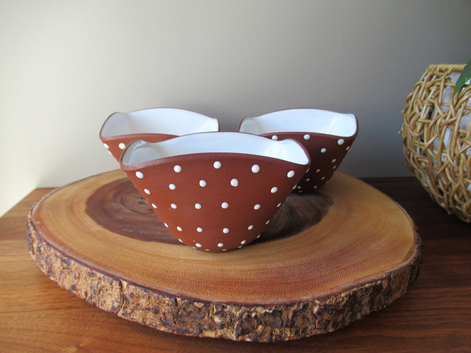 Vintage Scandinavian Studio Art Pottery Bowls Set of 3 Polka | Etsy