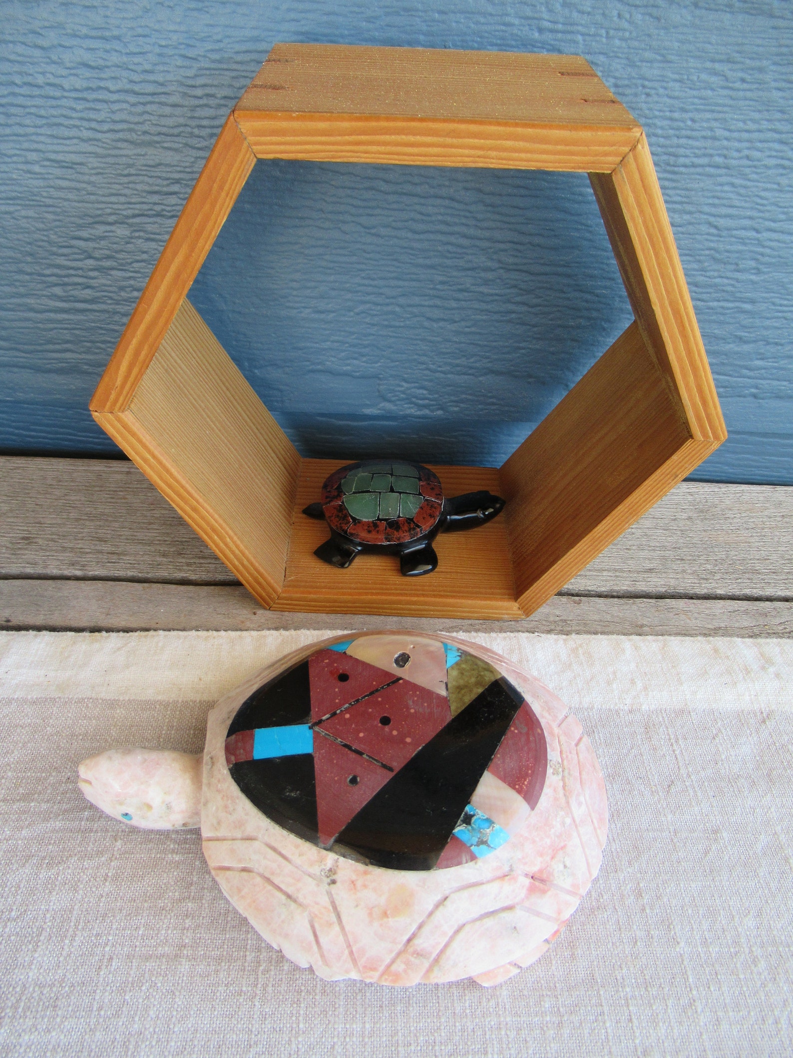 Pair of Vintage Semi-precious Stone Inlay Turtle Figurines - Etsy