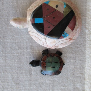 Pair of Vintage Semi-precious Stone Inlay Turtle Figurines - Etsy