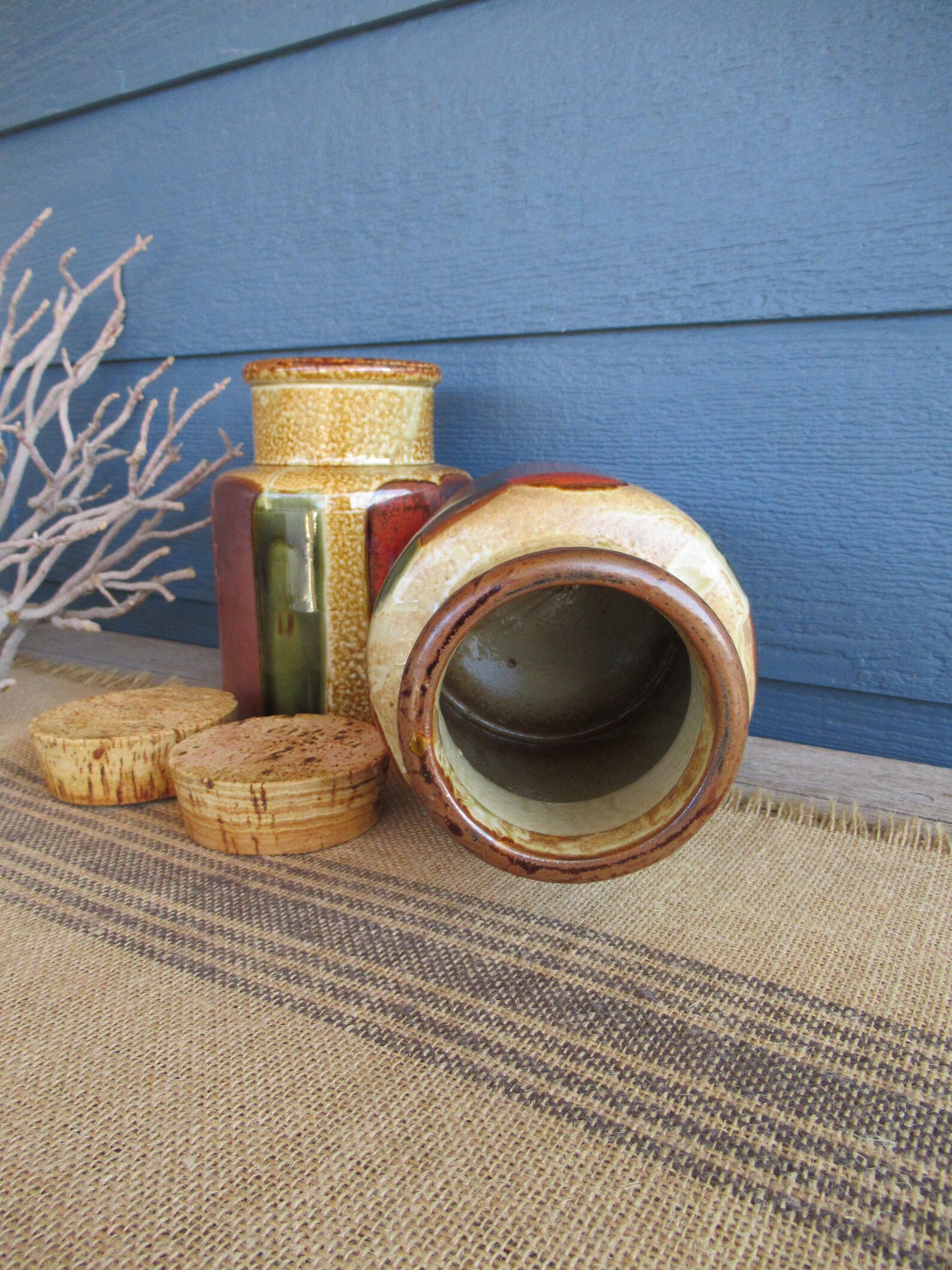 Vintage Pottery Canister Set Retro Ceramic Containers - Etsy