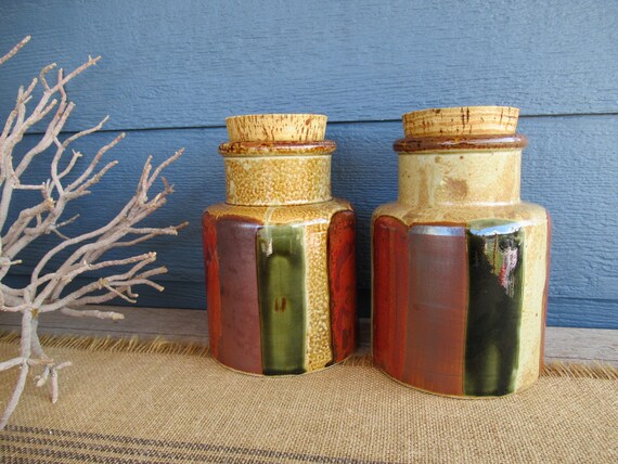 Vintage Pottery Canister Set Retro Ceramic Containers - Etsy