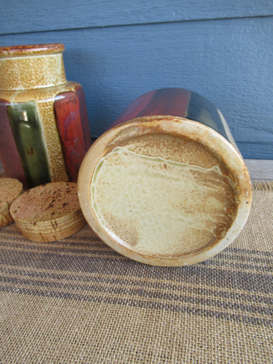 Vintage Pottery Canister Set Retro Ceramic Containers - Etsy