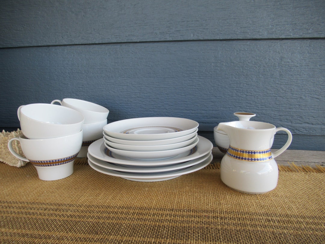 Vintage Hand Painted Porcelain Coffee/tea Set, Thomas, Germany, Blue ...