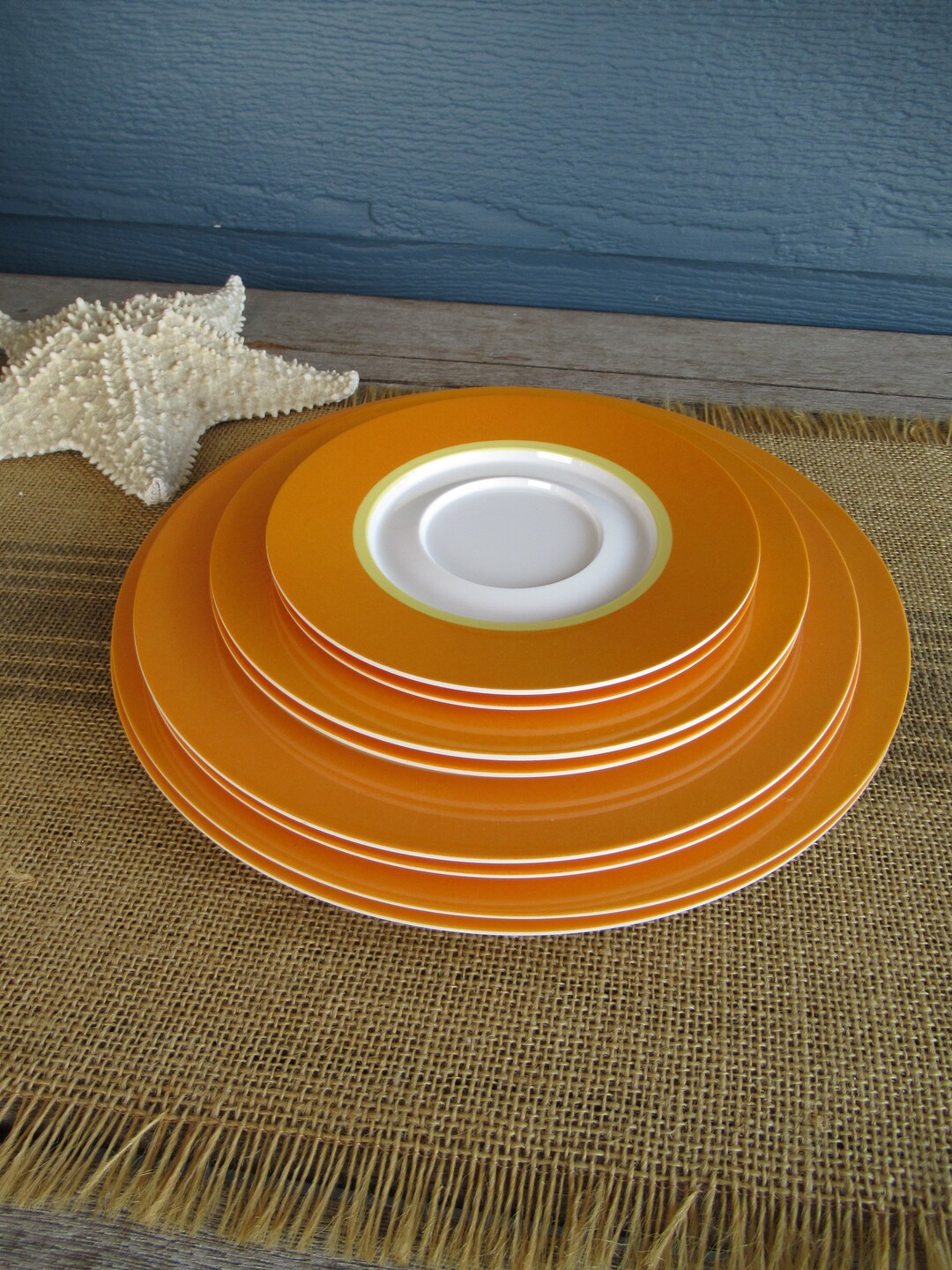 Vintage Melamine Mepal Rosti Plate Set, Yellow Rosti Dinnerware, Mid ...