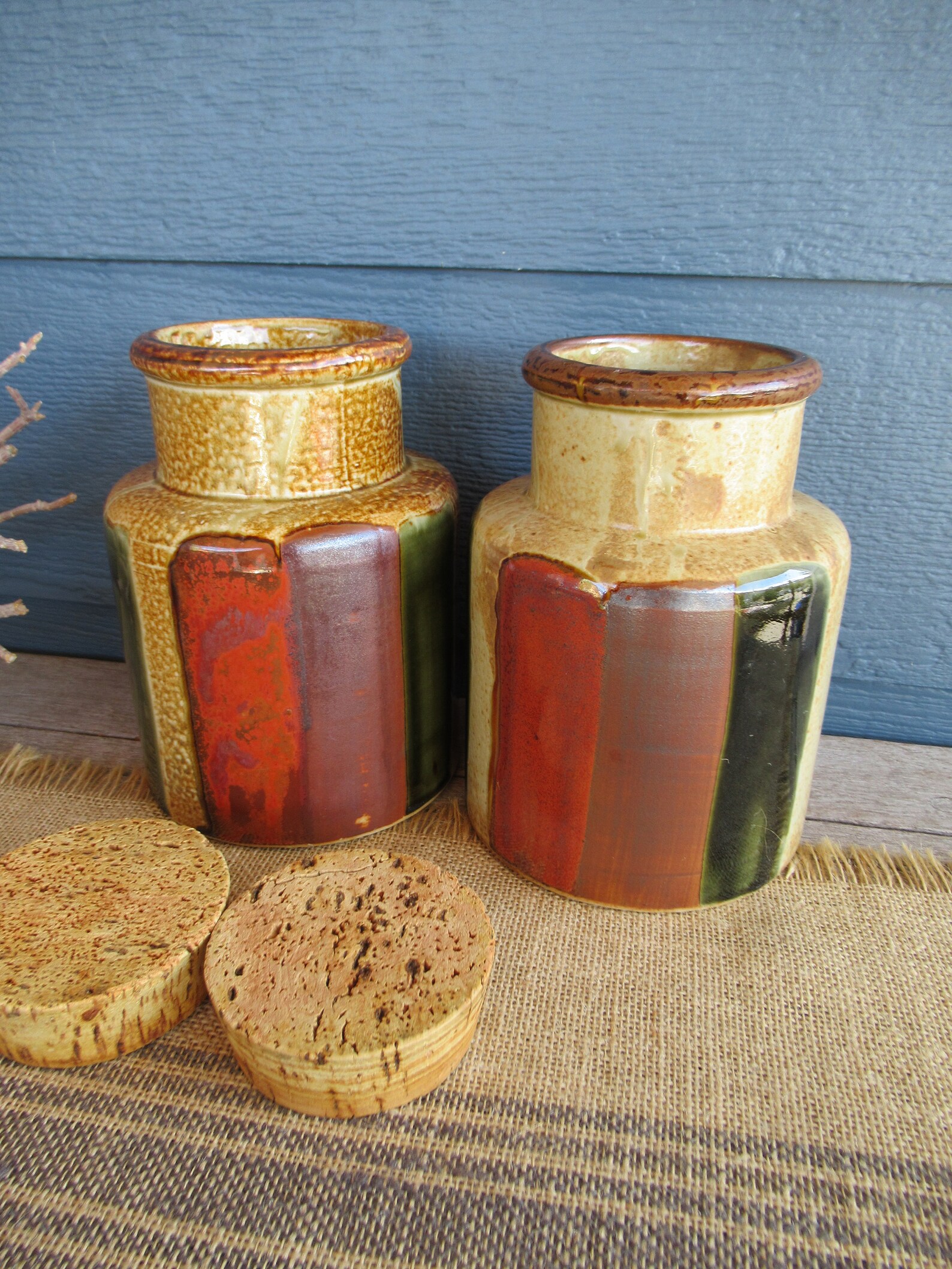 Vintage Pottery Canister Set Retro Ceramic Containers - Etsy Canada