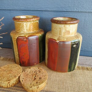 Vintage Pottery Canister Set, Retro Ceramic Containers, Kitchen Storage ...
