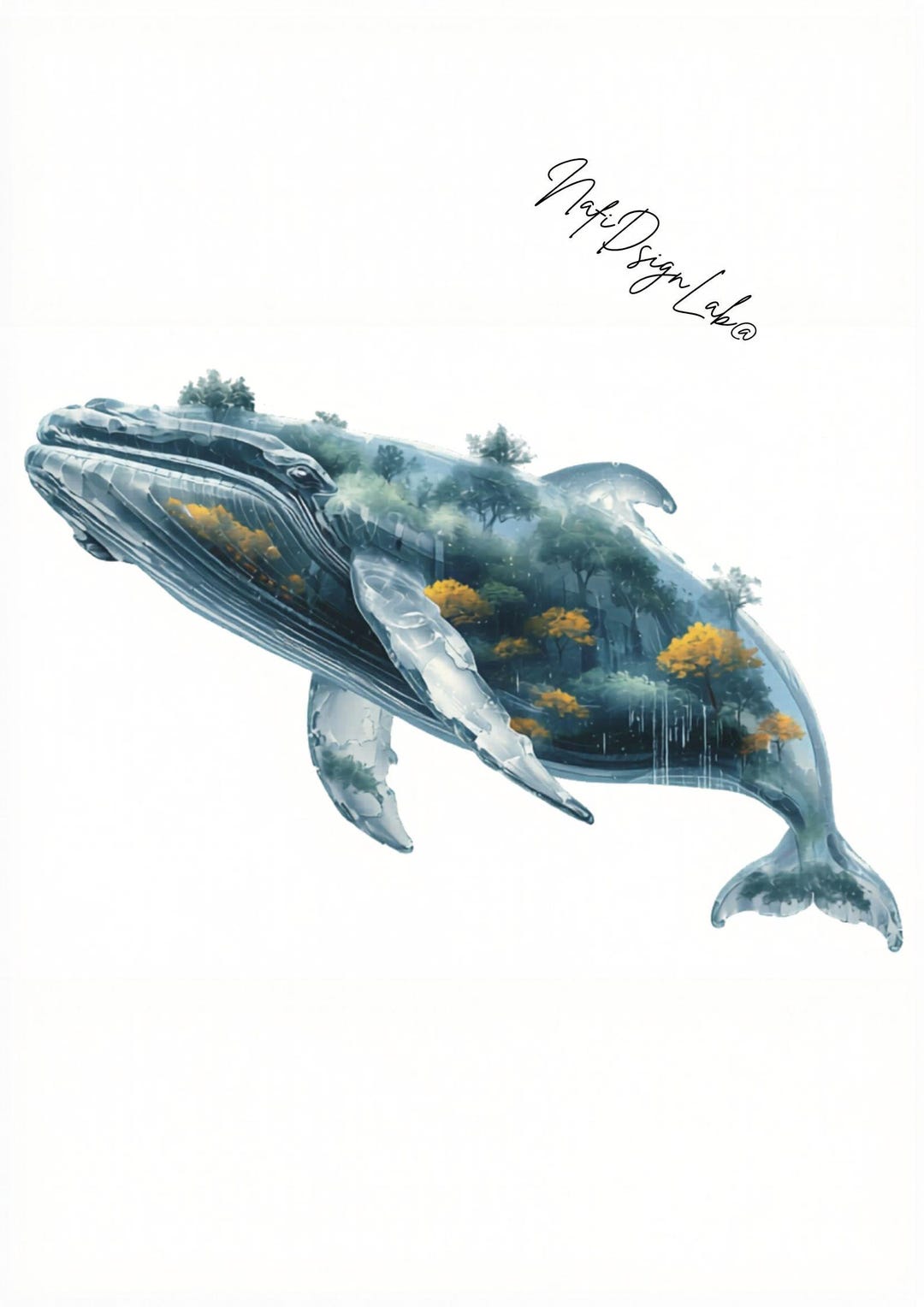 Crystal Forest Whale Wall Art, Surreal Ocean Fantasy Decor (digital ...