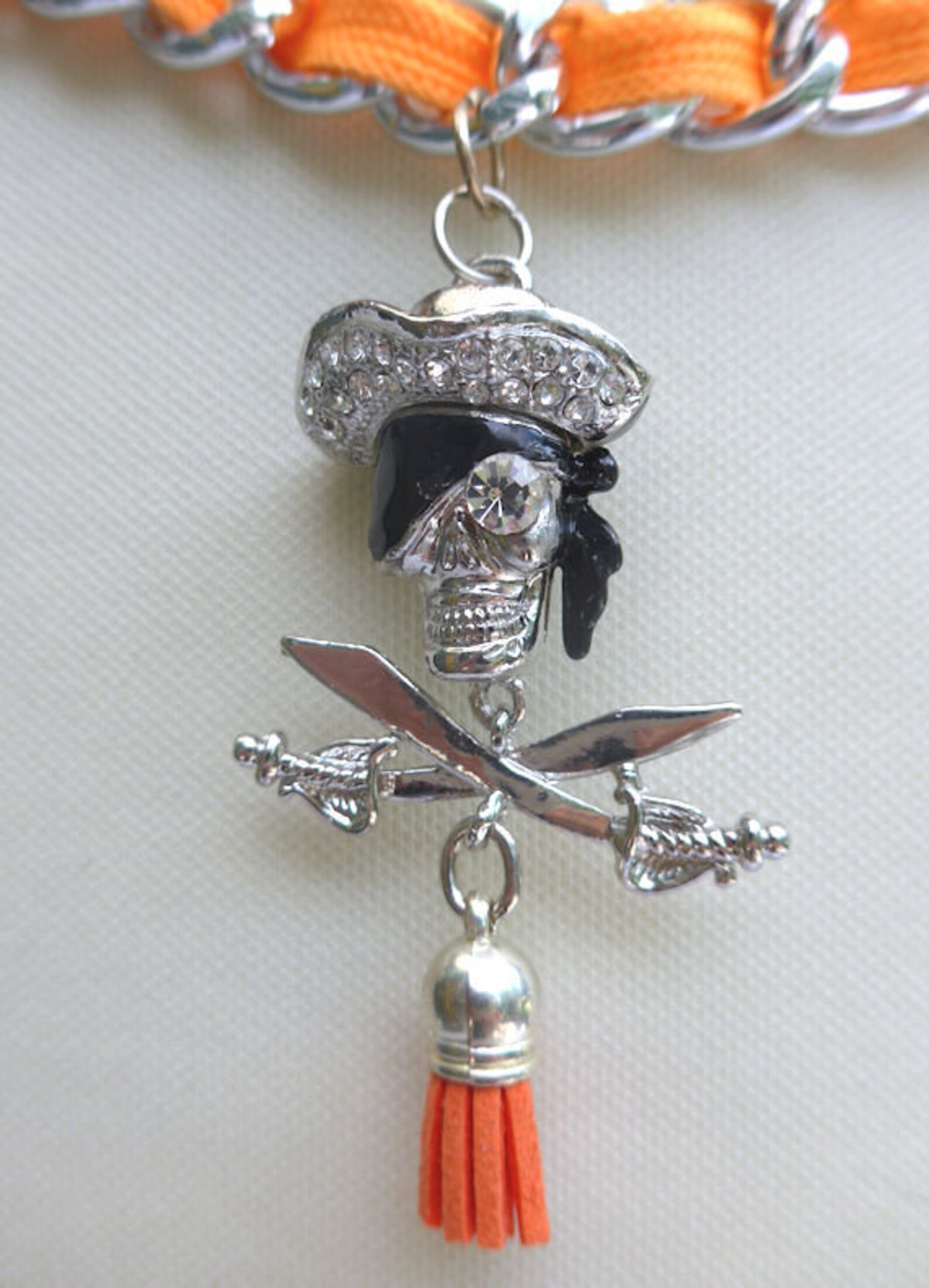 Pirate Belly Belt Silver Hand Made Belli Chain Interwoven & Orange ...