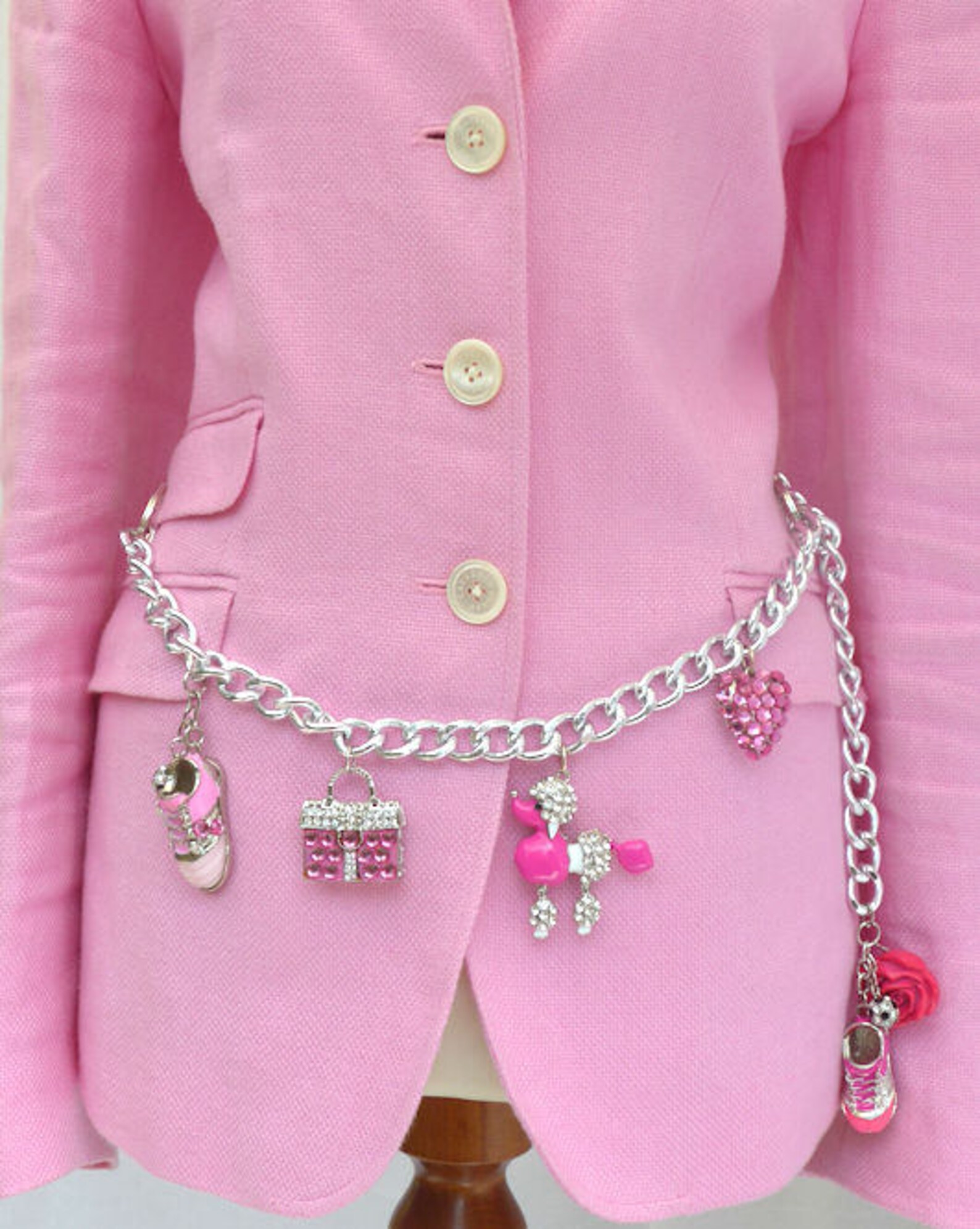 Shocking Pink Rhinestone and Glitter Charm Belli Belt. Sneakers, Pink ...