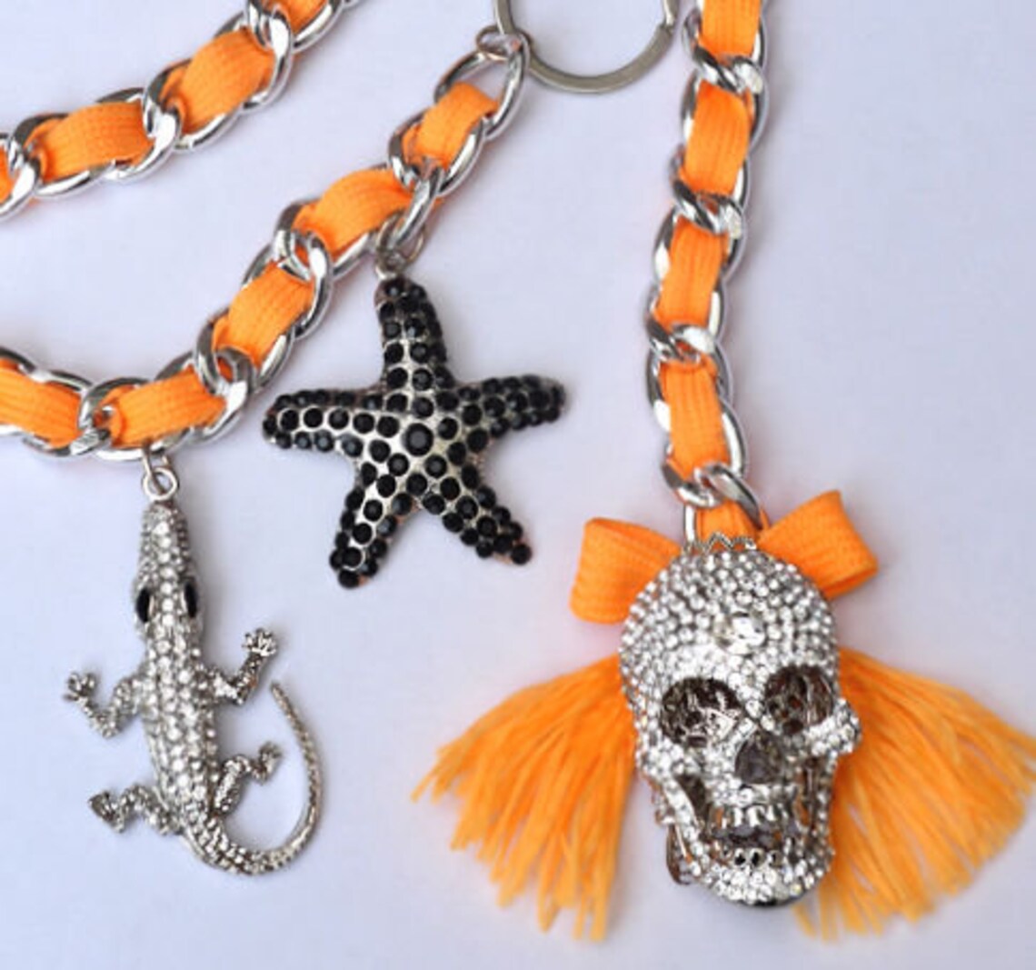 Pirate Belly Belt Silver Hand Made Belli Chain Interwoven & Orange ...