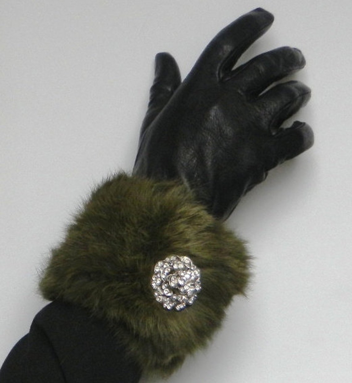 Pair Genuine Fur Cuffs With Hand Made Brooch - Cufflink - Etsy UK