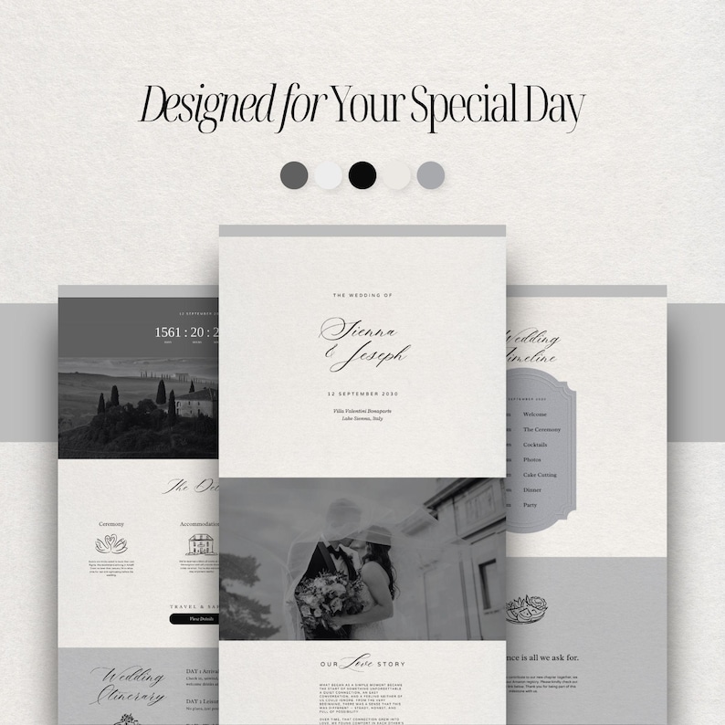 Ivory Wedding Website Template With RSVP, Editable Canva Digital ...