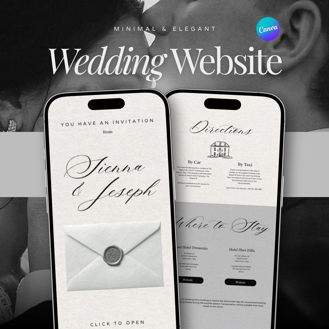 Ivory Wedding Website Template With RSVP, Editable Canva Digital ...