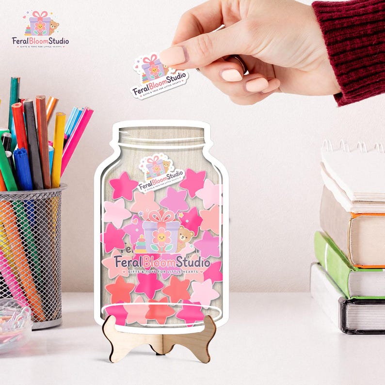 Custom Name Kids Star Reward Jar, Pink Behavior Chart, Classroom Chore ...