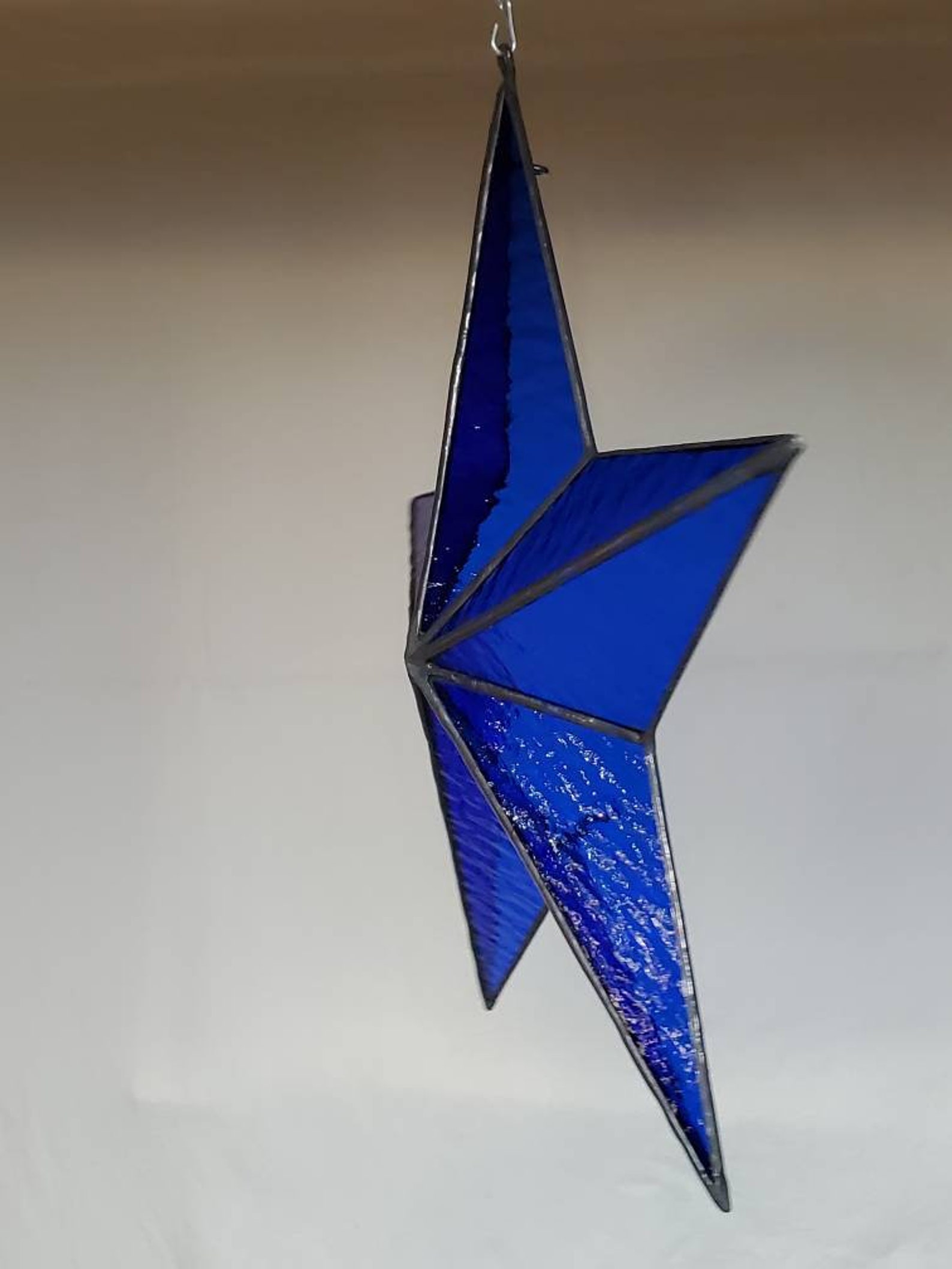 BLUE BARN STAR Stained Glass Tree Topper - Etsy
