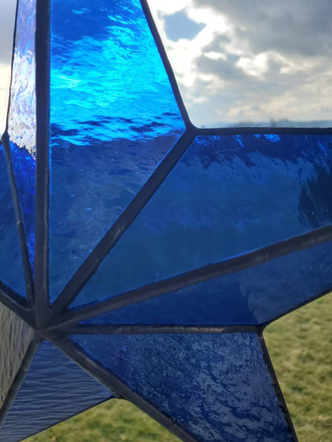 BLUE BARN STAR Stained Glass Tree Topper - Etsy