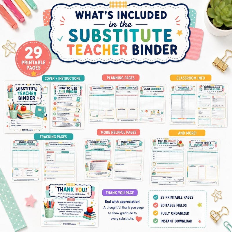 Substitute Teacher Folders - Etsy